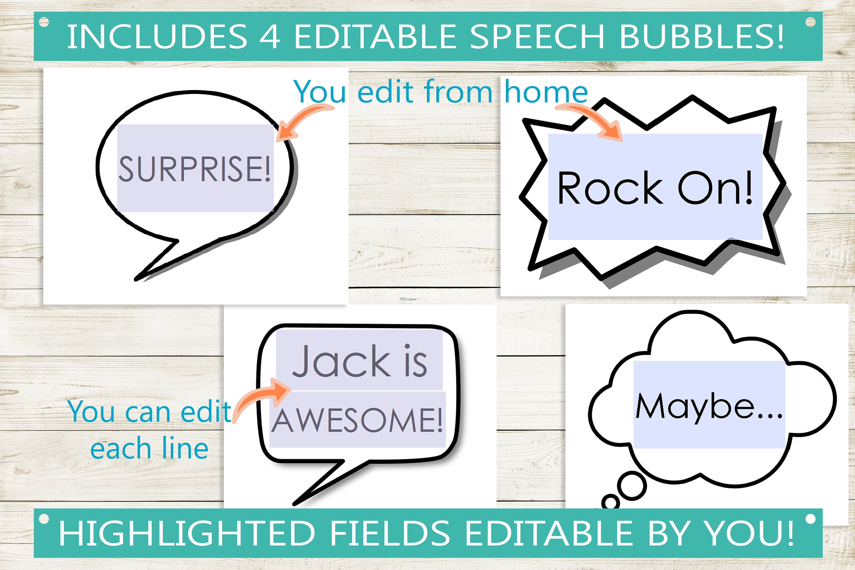 Cat Photo Booth Props // Editable Speech Bubbles, Printable Props ...