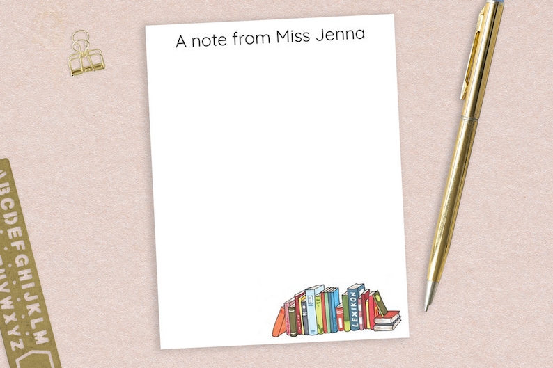Custom Notepad With Books Design // 50 Sheets per Stack, 4"x5.5" Size ...