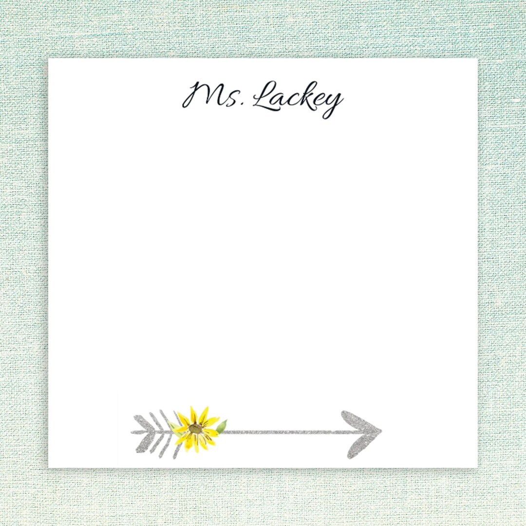 Personalized Sticky Notes With Custom Text and Arrow Design // 3 X 3 ...