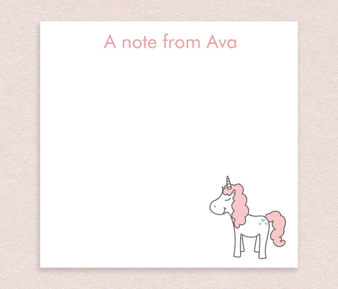 Custom Unicorn Sticky Notes Pink // Personalized Gift Idea for Kids ...