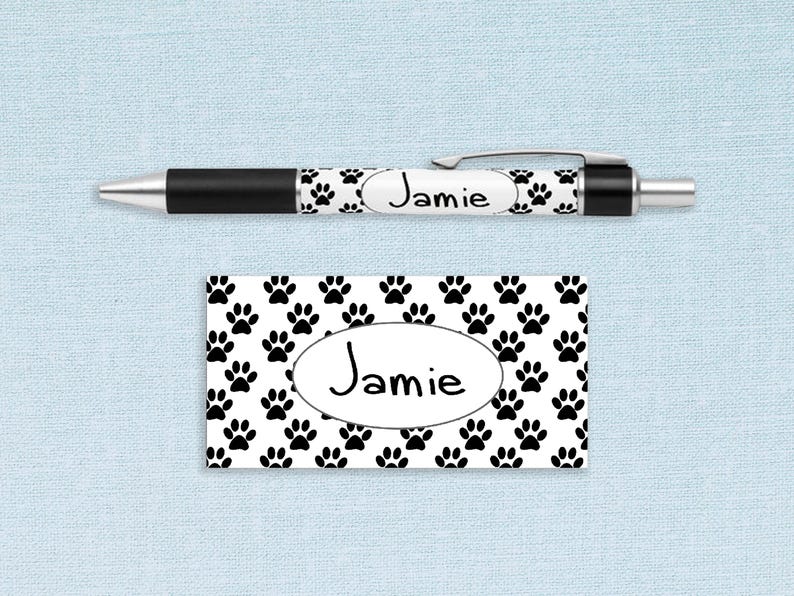 Custom Pen With Cute Paw Print Animal Design // Personalized Black Ink ...