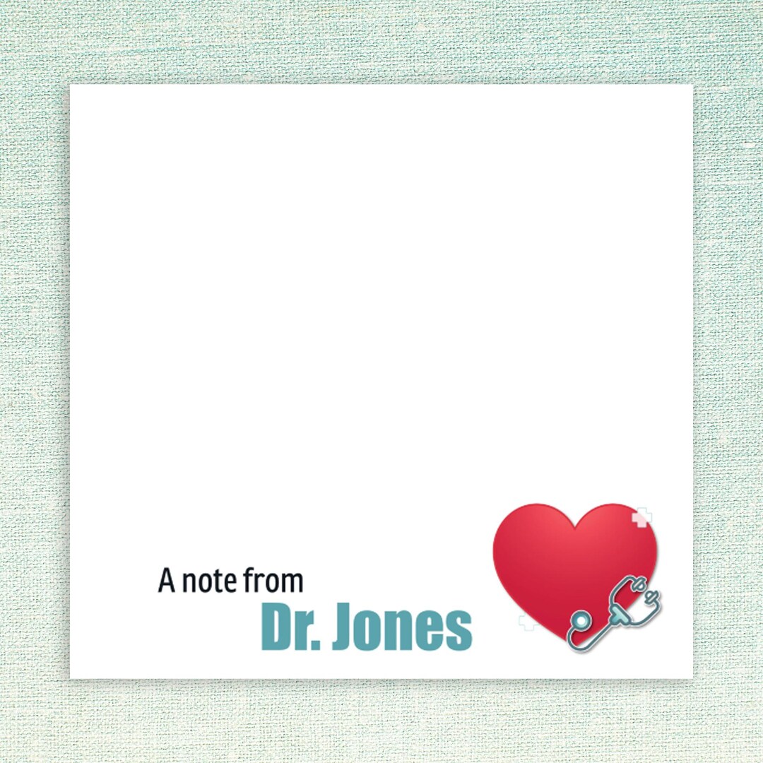 Personalized Sticky Notes With Doctor Heart Design and Custom Name // 3 ...