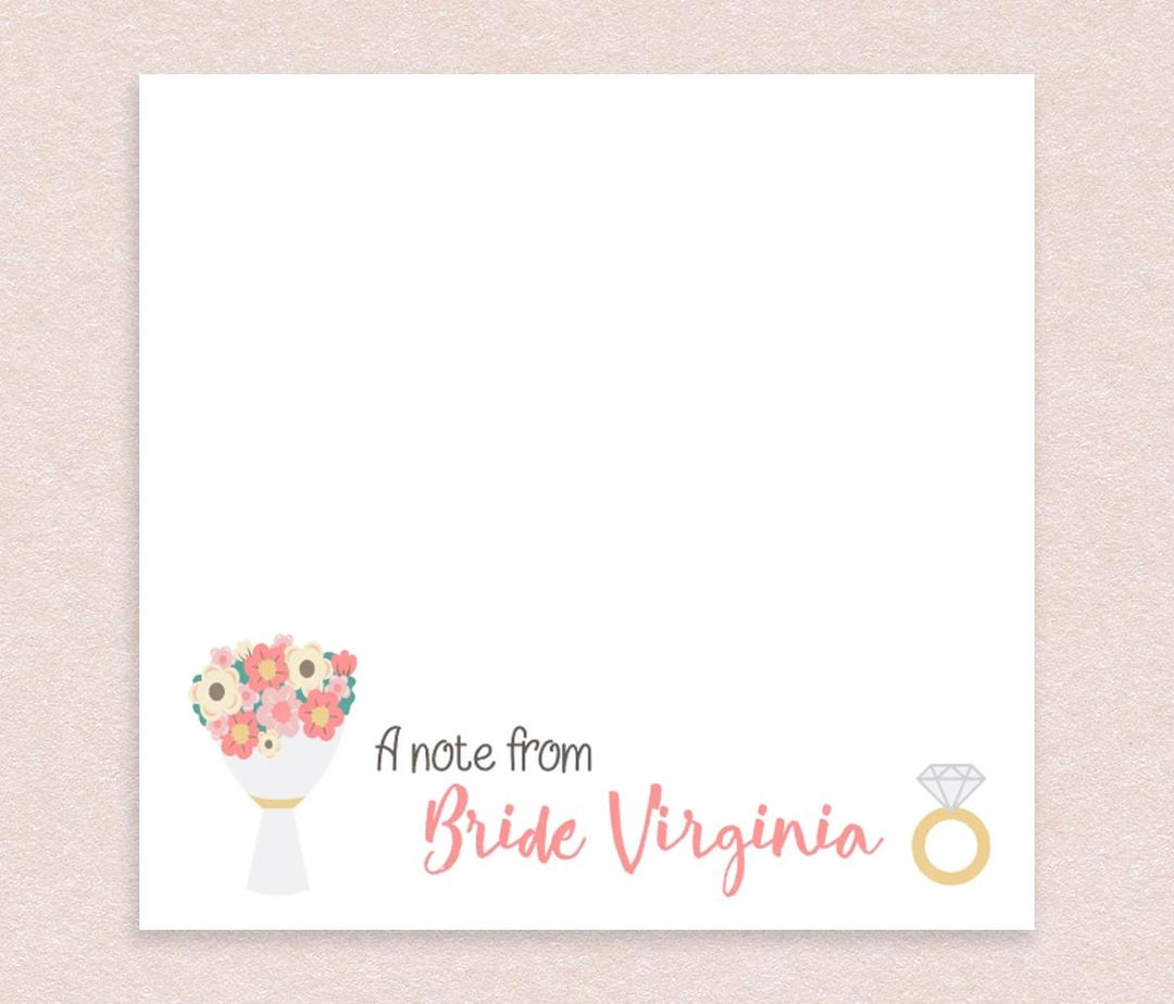 Personalized Sticky Notes With Wedding Design and Custom Name // 3"x3 ...
