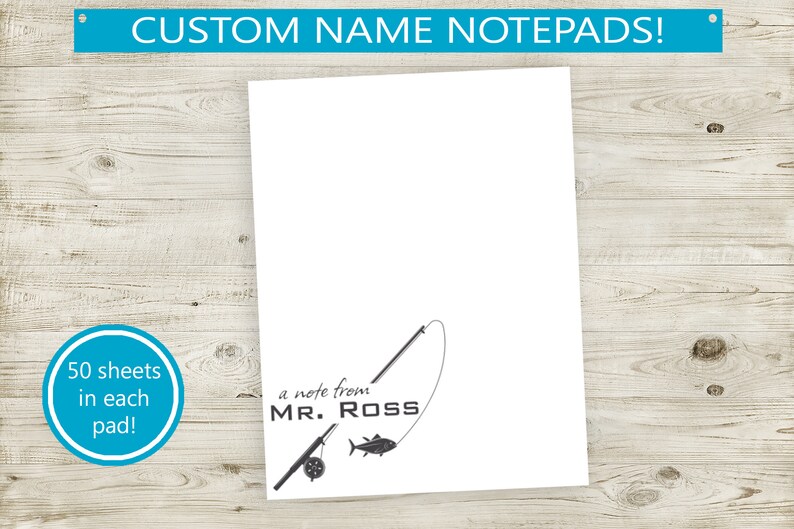 Custom Notepad Fishing Design Personalized Name // 50 Sheets per Pad 4 ...
