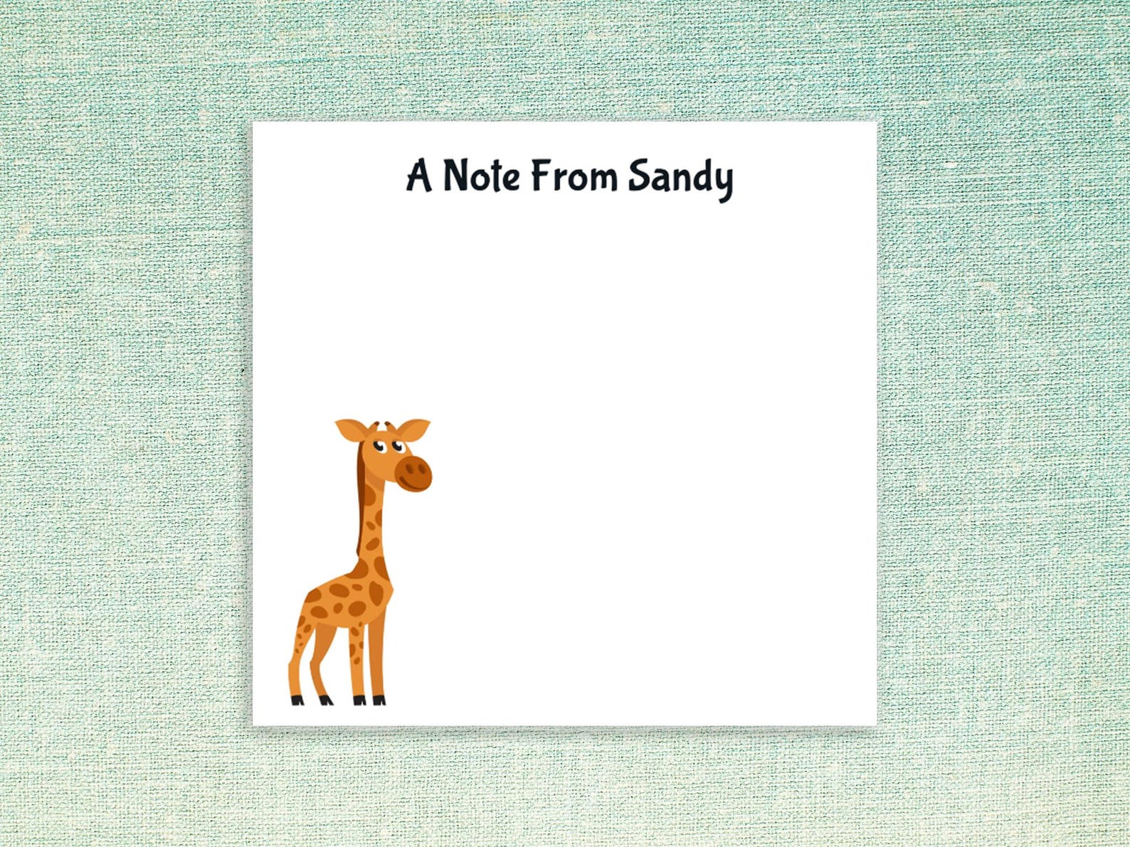 Personalized Sticky Notes With Giraffe Design and Custom Text // 3"x3 ...