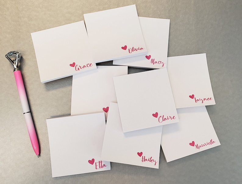 Personalized Sticky Notes With Cute Heart and Custom Name // - Etsy