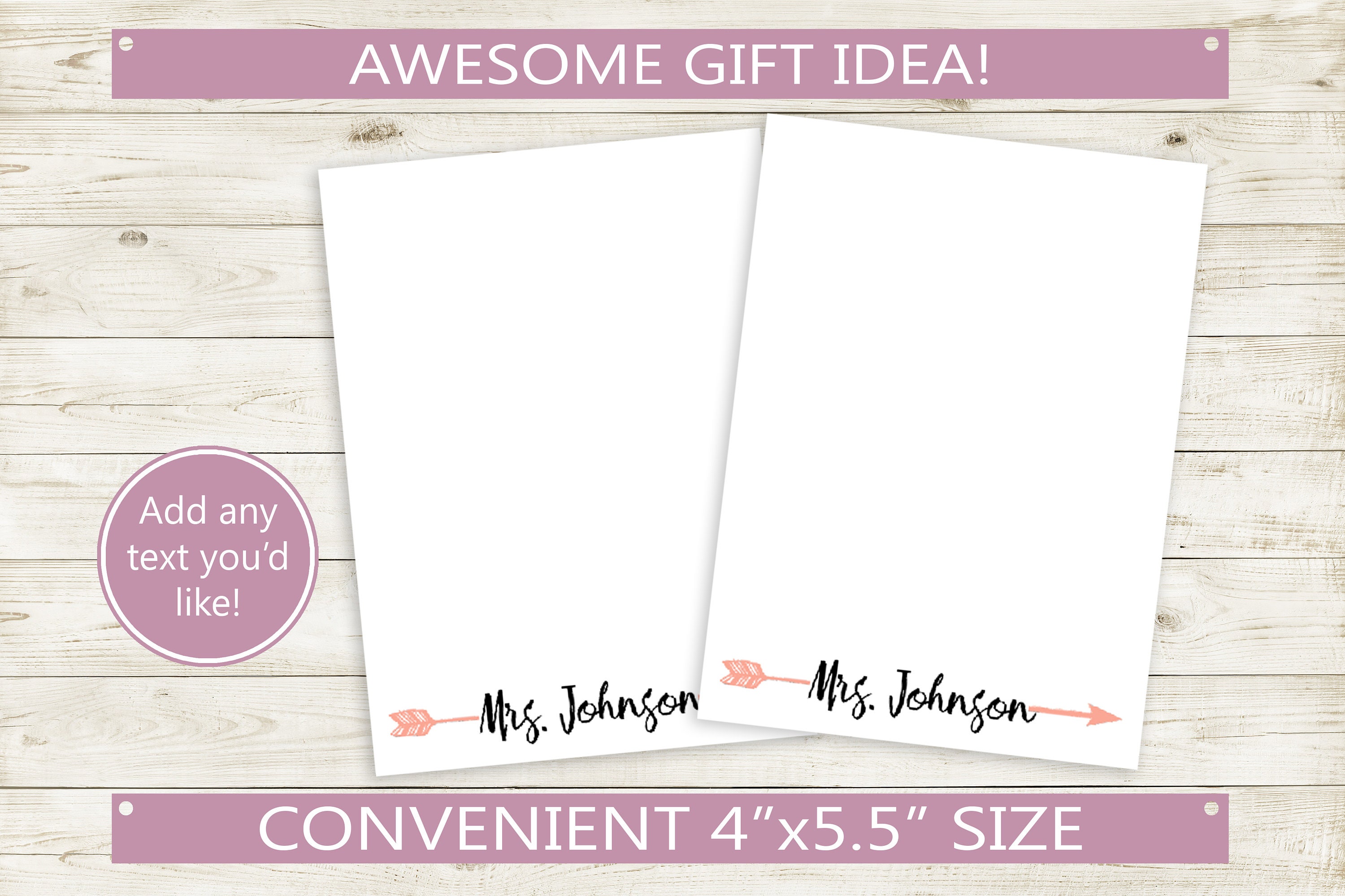 Custom Notepad With Personalized Name and Arrow Design // 50 Sheets per ...