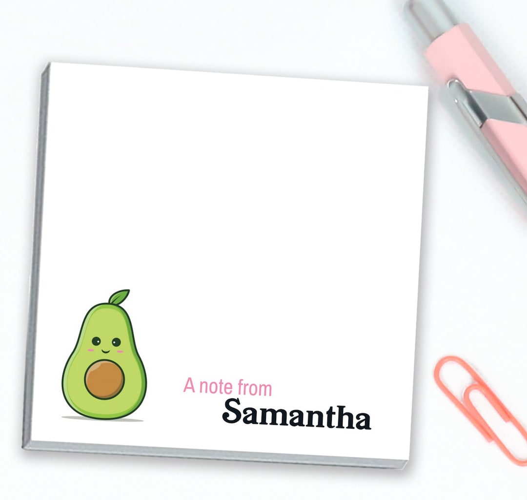 Personalized Sticky Notes With Avocado Design and Custom Name // 3x3 ...