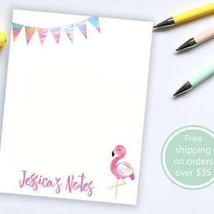 Personalized Flamingo Stationery Set - 2 Sticky Note Pads, 1 Pen, 1 ...