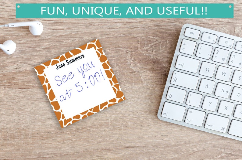 Personalized Sticky Notes With Custom Text and Giraffe Print Design ...