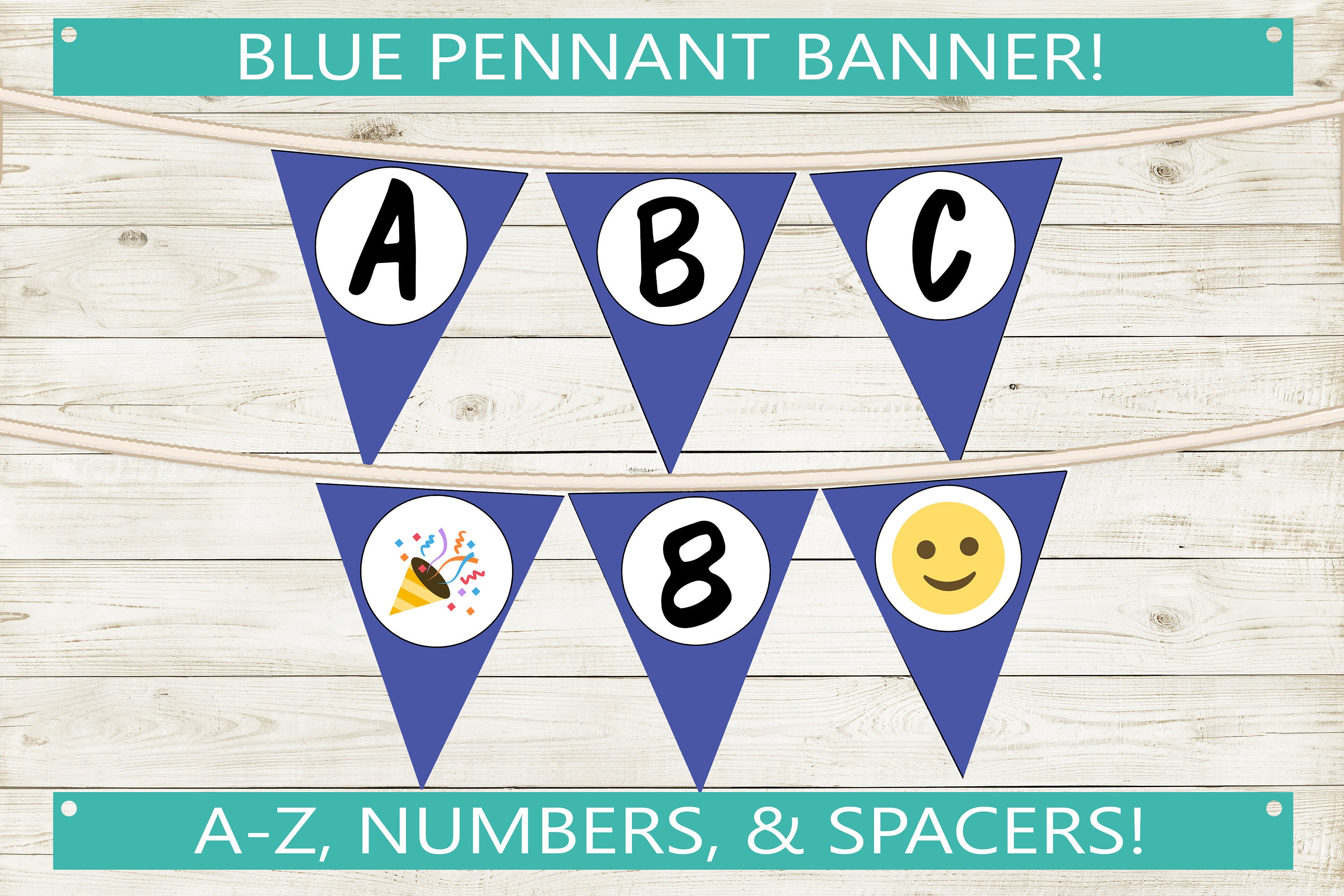 Blue Pennant Banner // Birthday Party, Baby Shower, Printable Sign ...