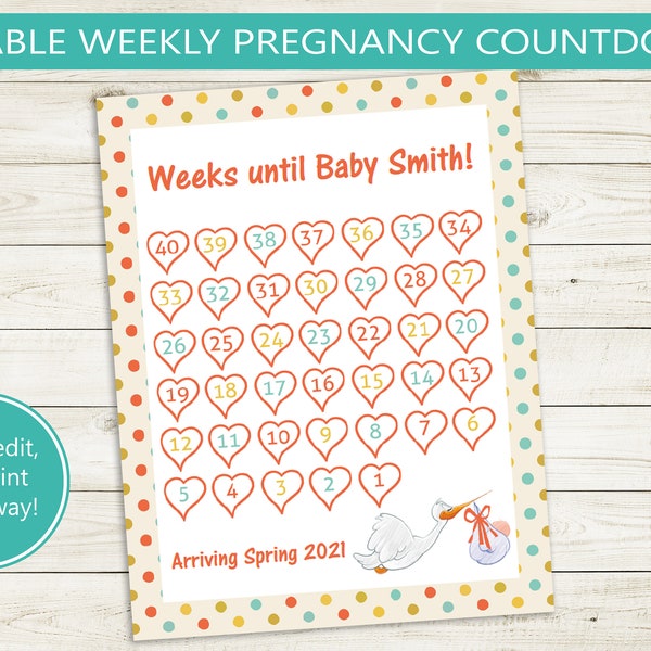 Pregnancy Countdown - Etsy