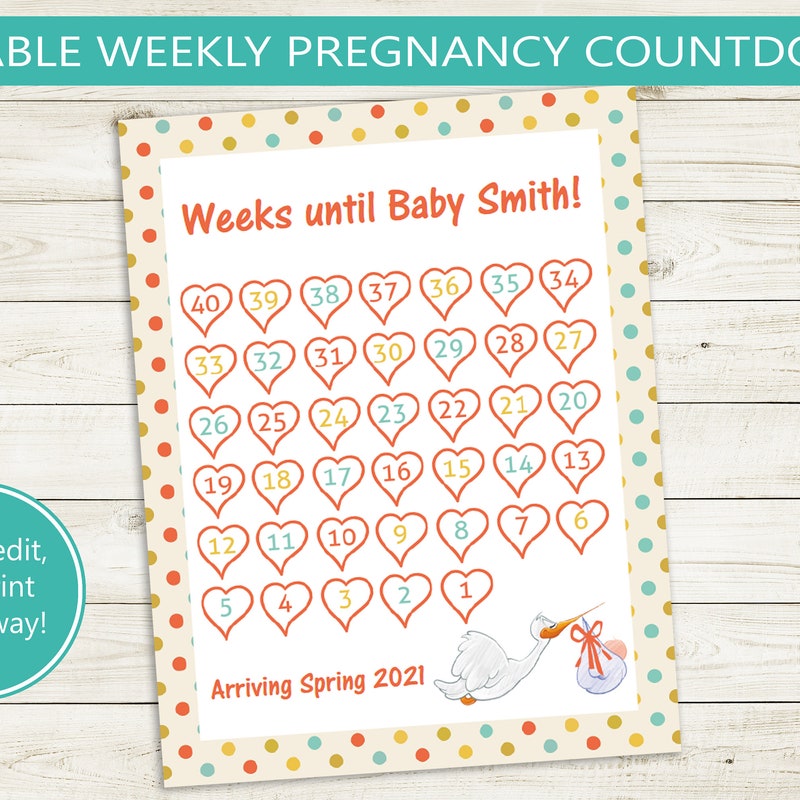 Pregnancy Countdown File - Etsy