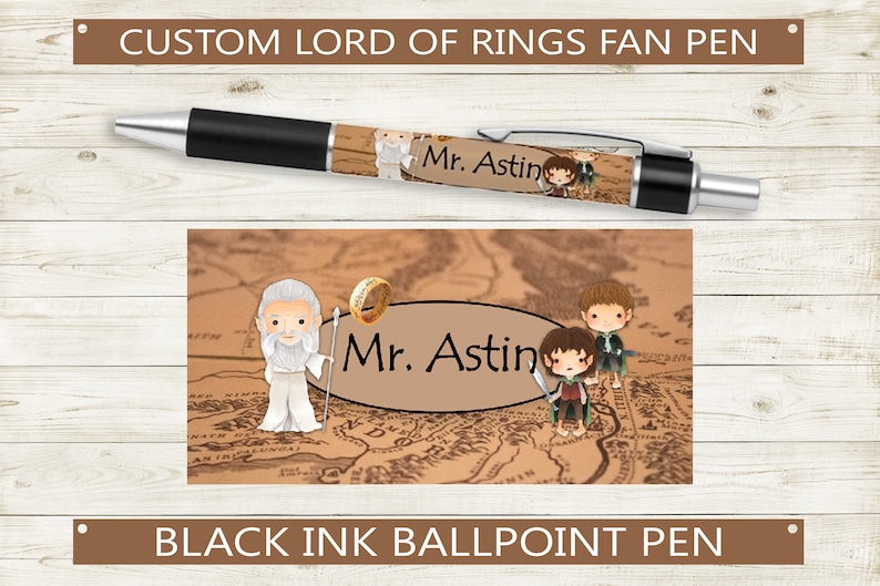 Custom Pen Lord of the Rings // Black Ink Ballpoint Pen With - Etsy