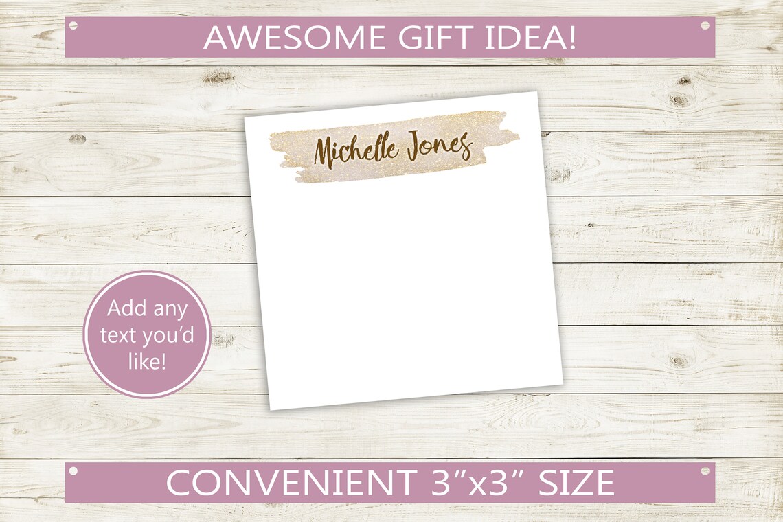 Personalized Sticky Notes With Custom Name and Gold Design // - Etsy