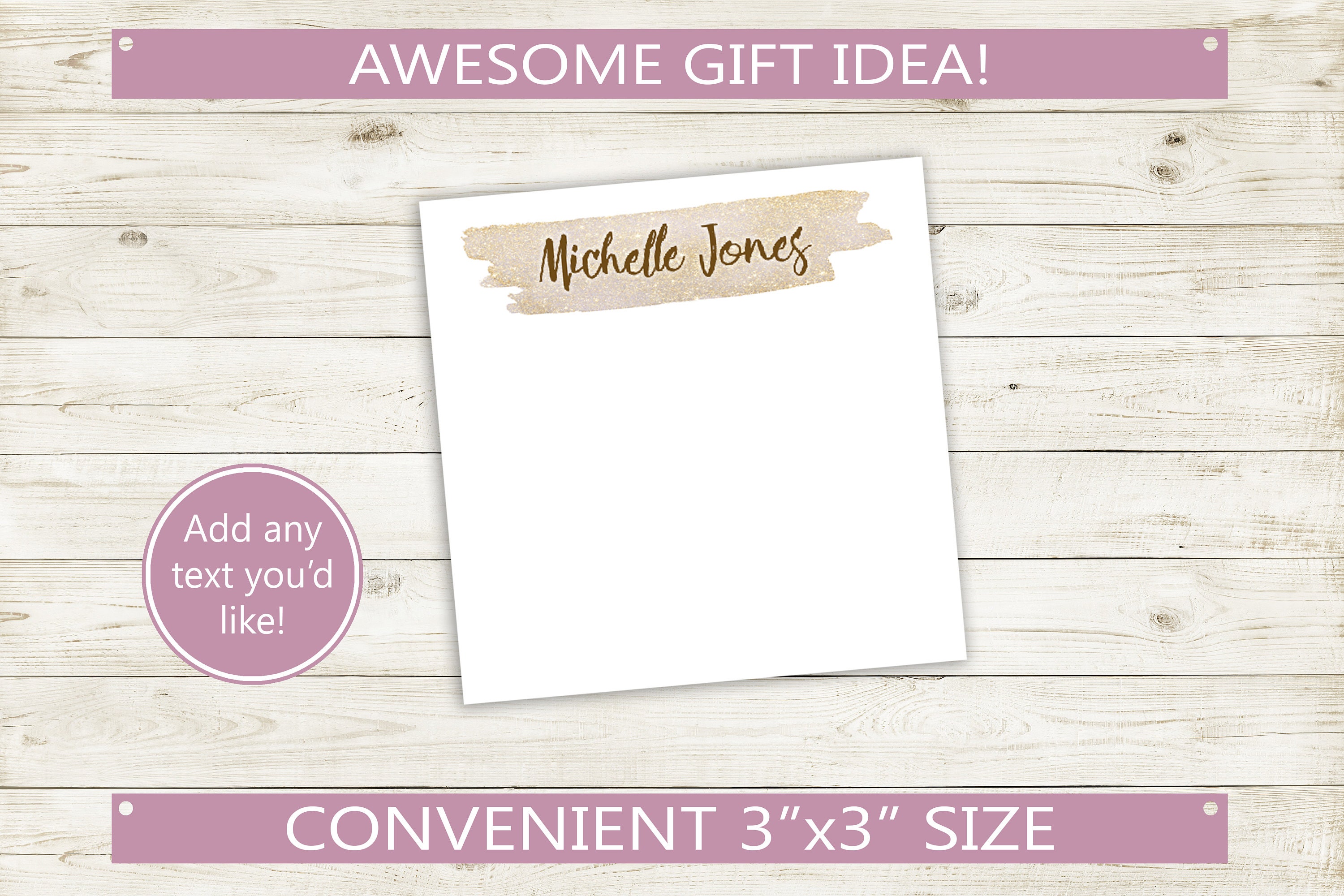 Personalized Sticky Notes With Custom Name and Gold Design // - Etsy