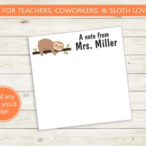 Custom Sloth Sticky Notes // Personalized Gift Idea for Coworker ...