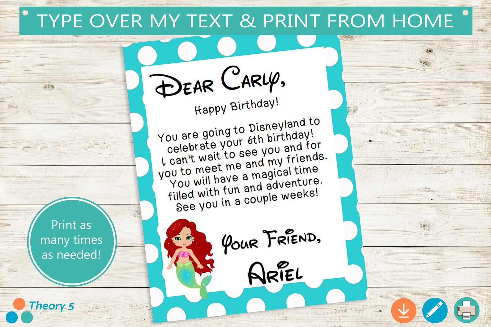 Printable and Editable Princess Letter! Adobe Editable PDF, Birthday ...