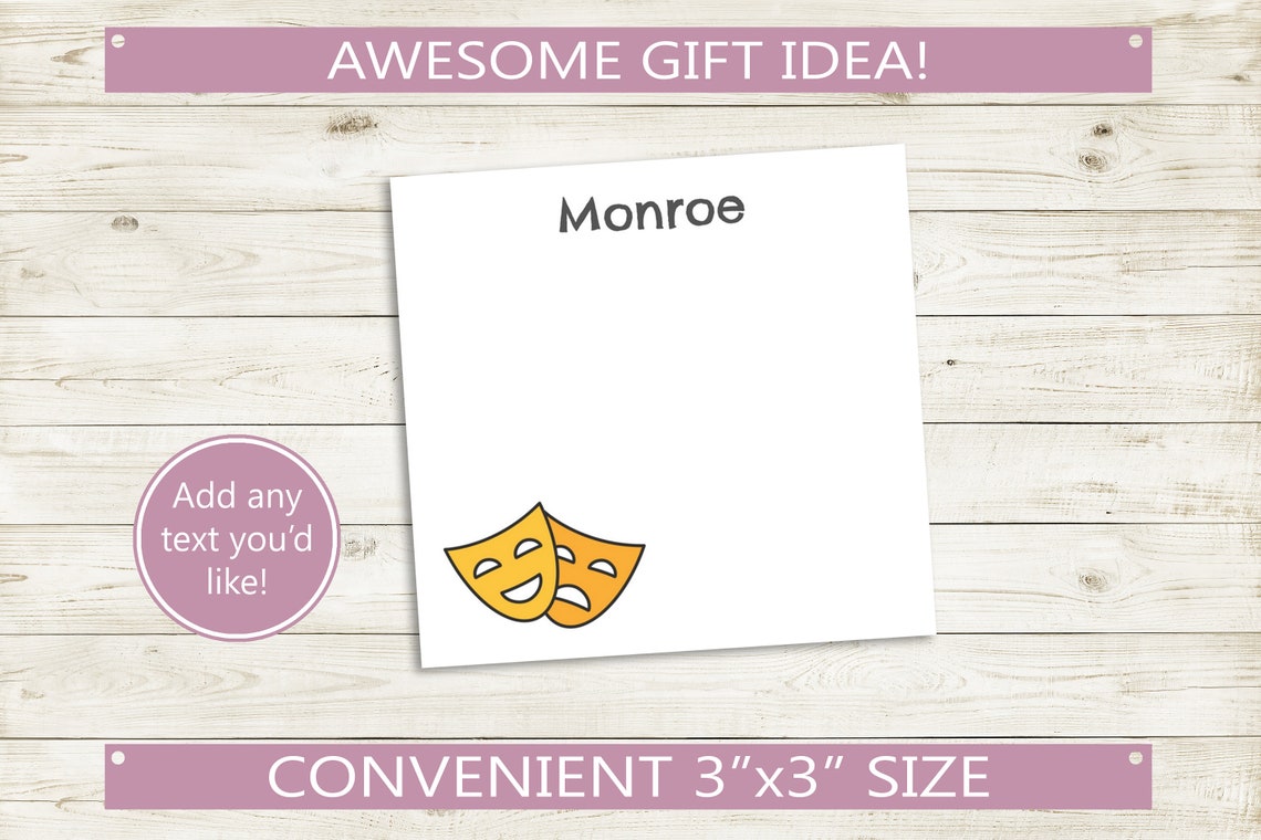 Personalized Sticky Notes With Drama Faces Design and Custom Name // 3 ...