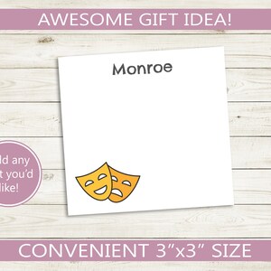 Personalized Sticky Notes With Drama Faces Design and Custom Name // 3 ...