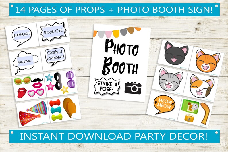 Cat Photo Booth Props // editable speech bubbles printable | Etsy