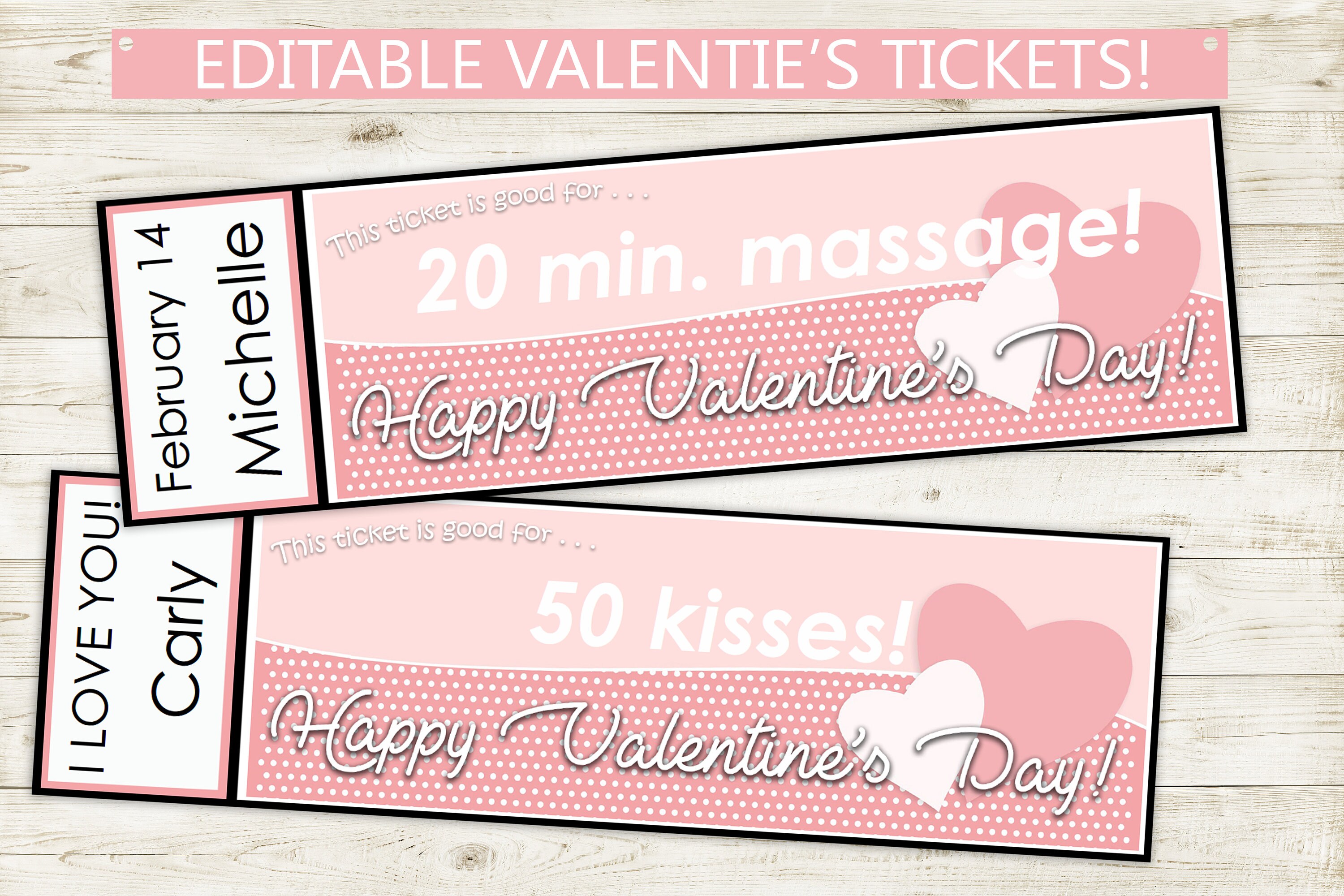 Editable Valentine's Day Tickets // Edit and Print - Etsy
