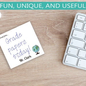 Custom Sticky Note Pads Globe // Personalized Gift Idea, Teacher ...
