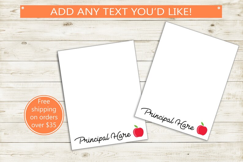 Custom Apple Name School Teacher Notepad // 50 Sheets per Stack 4"x5.5 ...