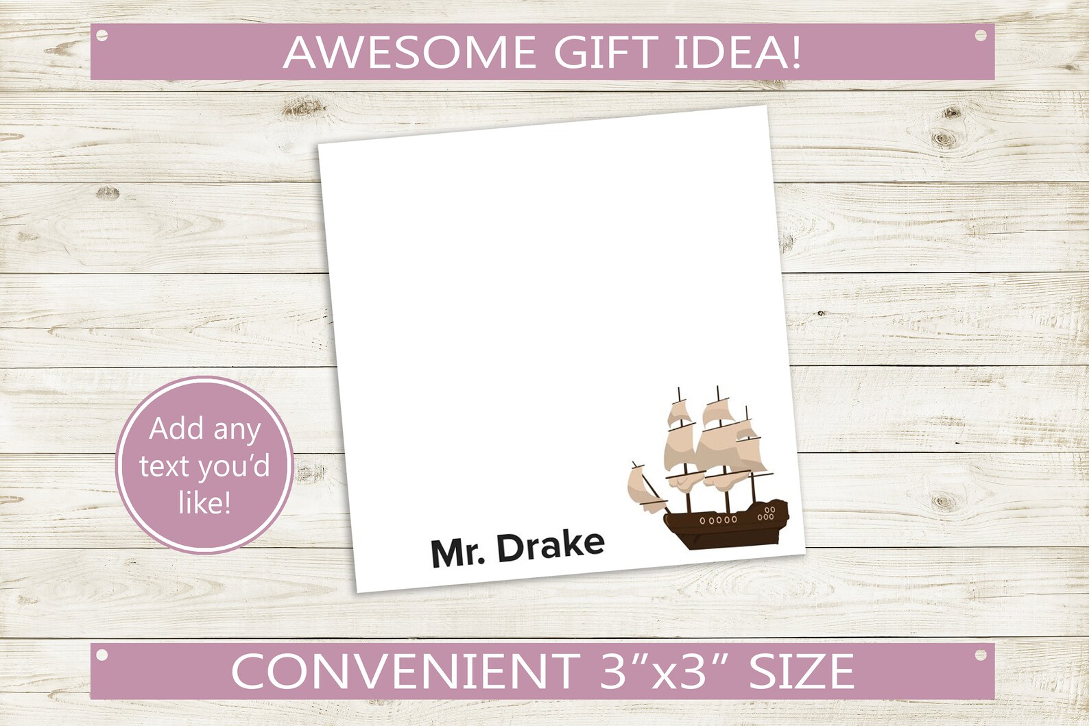 Custom Ship Sticky Notes // Personalized With Any Text // 50 | Etsy