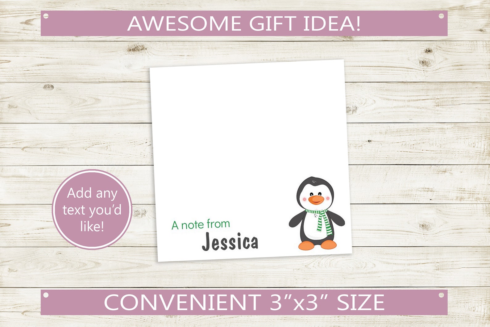 Personalized Penguin Stationery Set 2 Sticky Note Pads 1 - Etsy