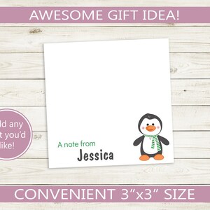 Personalized Penguin Stationery Set - 2 Sticky Note Pads, 1 Pen, 1 ...