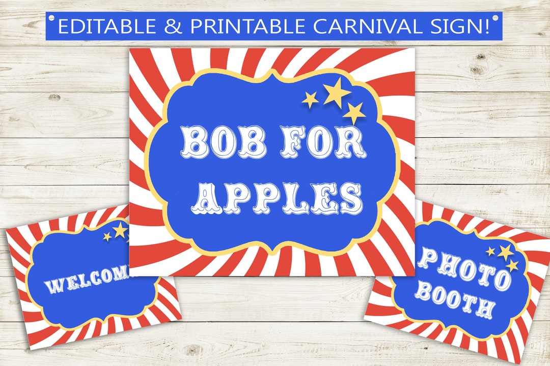 Editable Carnival Sign // Instant Download PDF // Printable Circus Sign ...