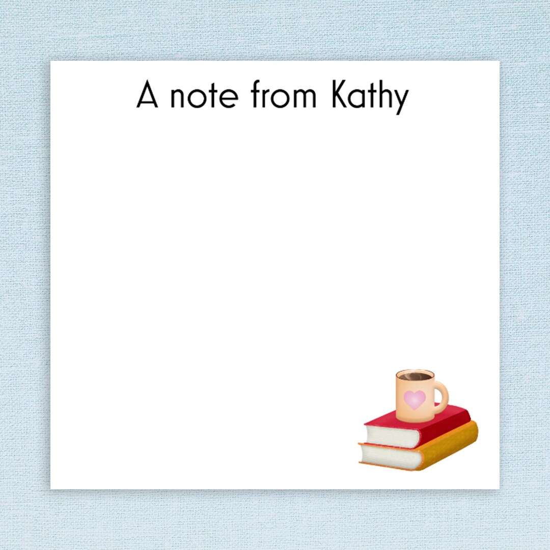 Personalized Sticky Notes Books & Coffee Design // 3x3 Inch With 50 ...