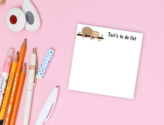 Custom Sloth Sticky Notes // Personalized Gift Idea for - Etsy