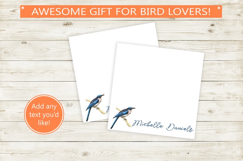 Custom Blue Jay Sticky Notes // Bird Design Personalized - Etsy