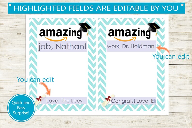 Editable and Printable Graduation Amazon Gift Card Holder // Teacher ...
