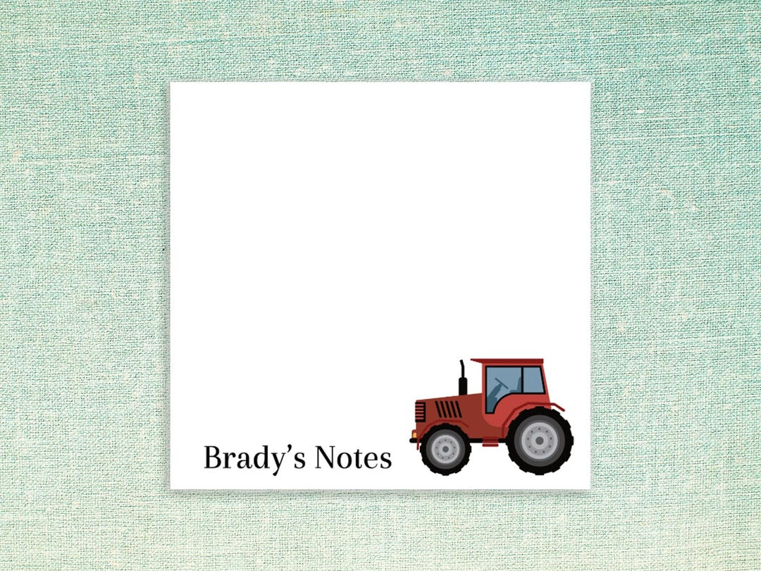 Personalized Sticky Notes With Tractor Design and Custom Text // 3"x3 ...