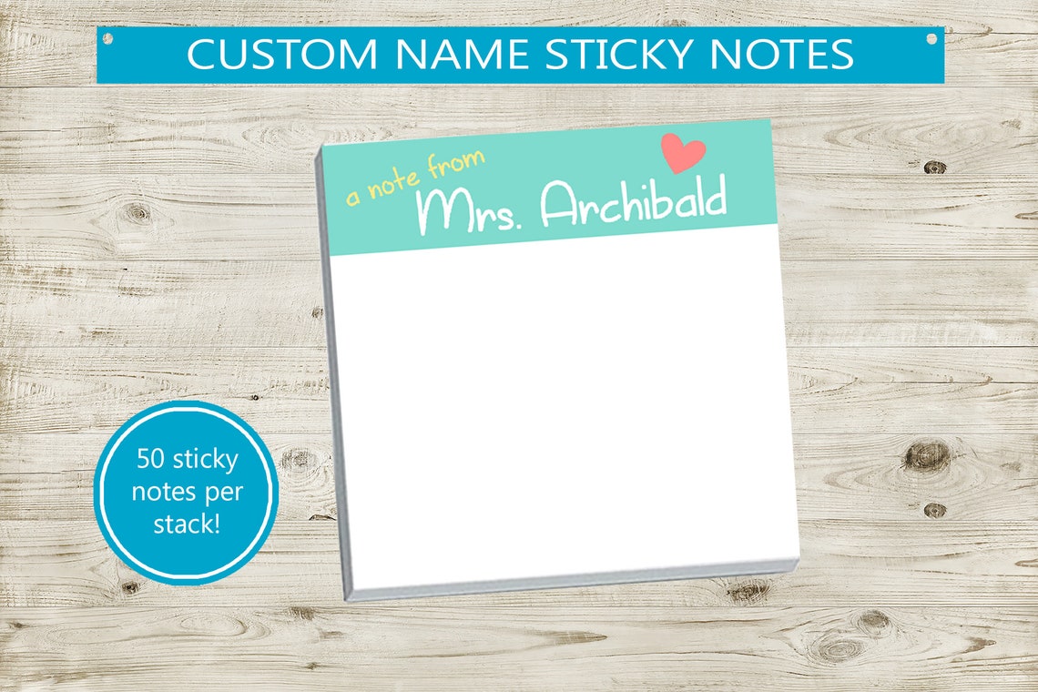 Custom Sticky Notes // Personalized With Any Name // 50 - Etsy