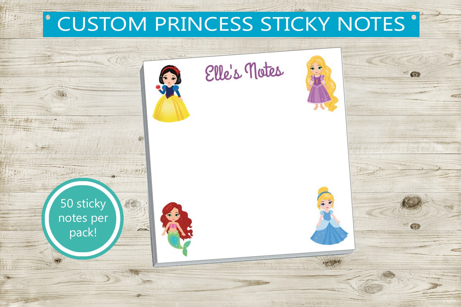 Custom Princess Sticky Notes // Personalized Gift Idea - Etsy