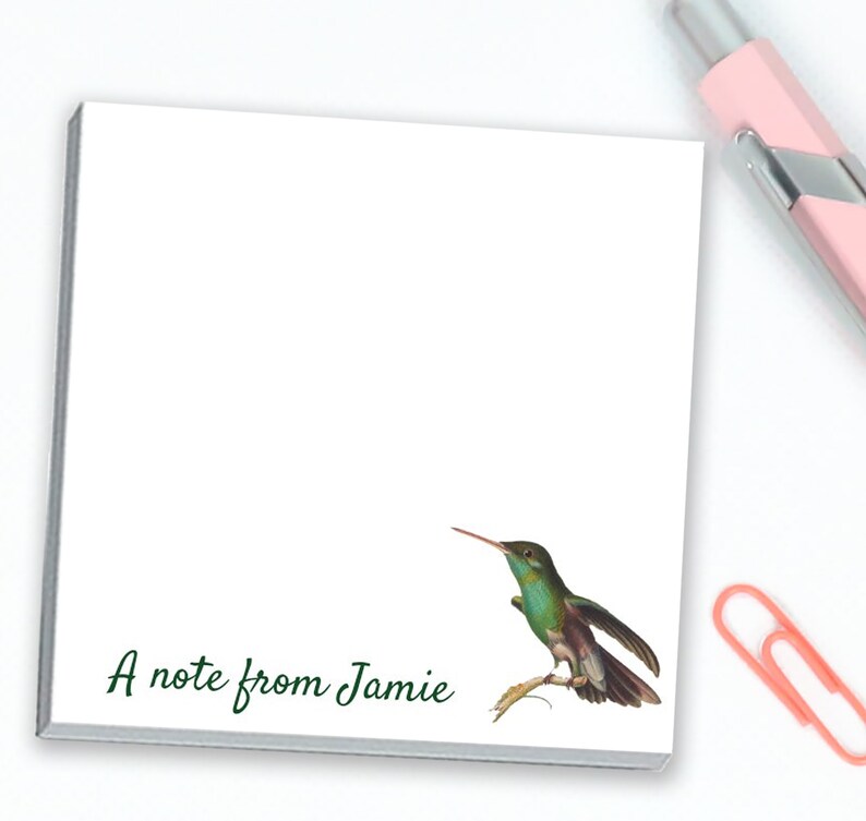 Hummingbird Personalized Sticky Notes // 3x3 Inch // Custom | Etsy