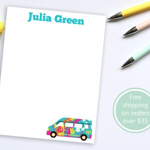 Personalized Notepad With Hippie Van Design and Custom Text // 50 ...
