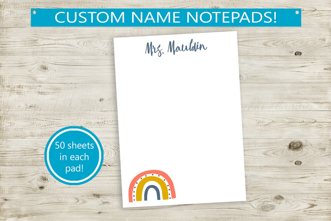 Personalized Notepad With Rainbow Design and Custom Name // 50 - Etsy
