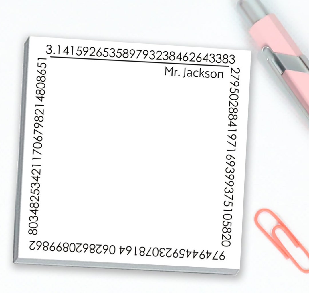 Personalized Sticky Notes With Math Pi Design // 3x3 Inch, 50 Notes per ...