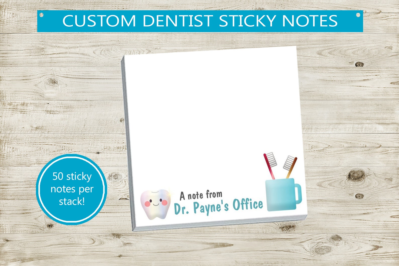 Custom Dentist Sticky Notes // Personalized Text // 50 - Etsy