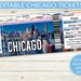 Custom Tickets to Chicago // Printable Adobe Editable PDF // Vacation ...