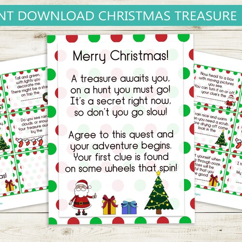 Santa's Christmas Treasure Hunt Clues Printables - Etsy