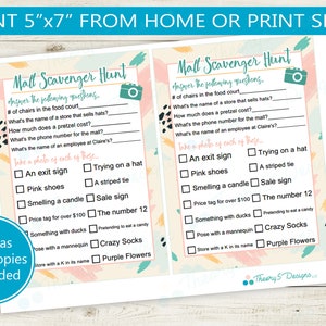 Editable Mall Scavenger Hunt // Instant Download PDF // Birthday Party ...