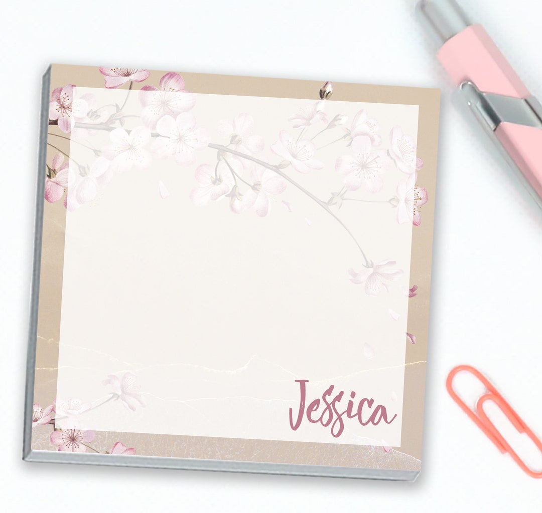 Personalized Sticky Notes With Cherry Blossom Flower Design and Custom ...