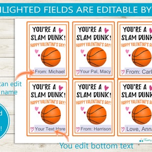 Basketball Printable Valentine's Day Cards // Instant Download ...