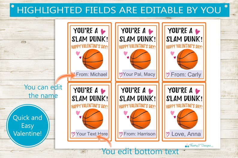 Basketball Printable Valentine's Day Cards // Instant Download ...